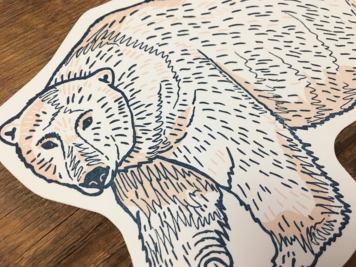 Polar Bear Postcard, Bear Postcard, Die Cut Letterpress Postcard - Etsy