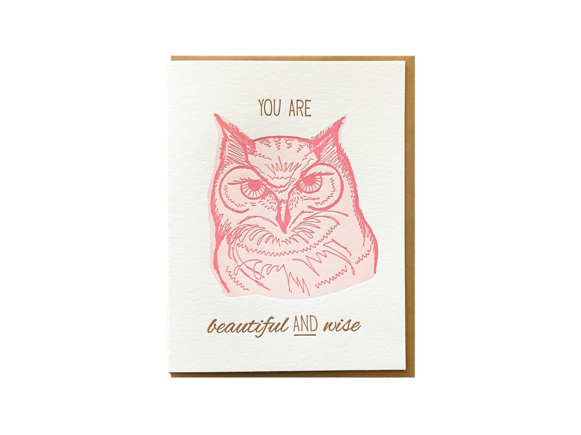 Wise Owl Beautiful and Wise Friendship Card Letterpress - Etsy