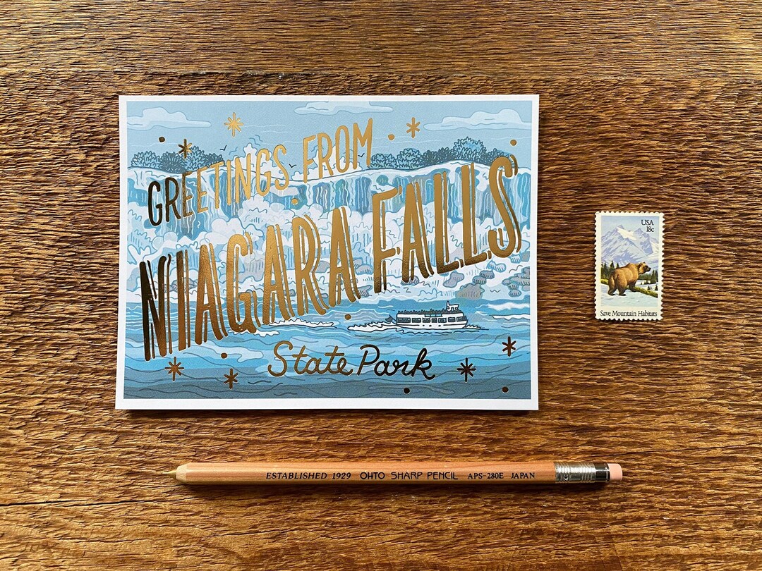 Niagara Falls Postcard, Greetings From Niagara Falls, Foil and ...