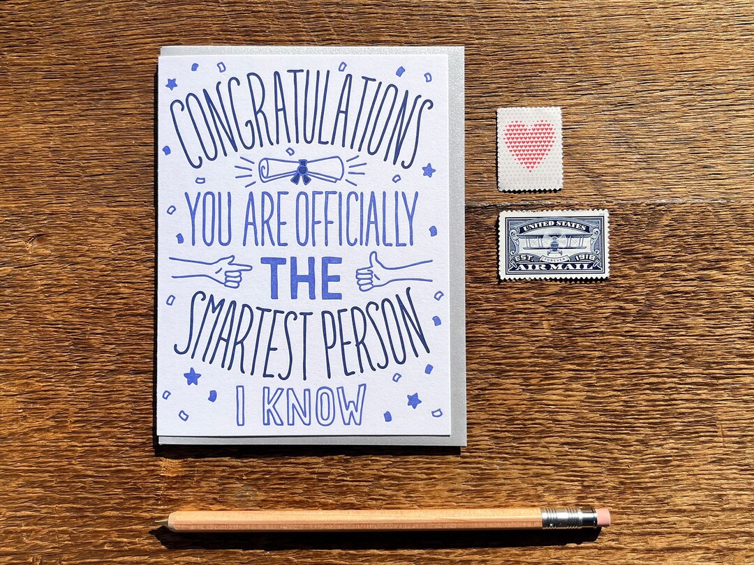 Congrats Smartest Graduation Card Letterpress Note Card - Etsy