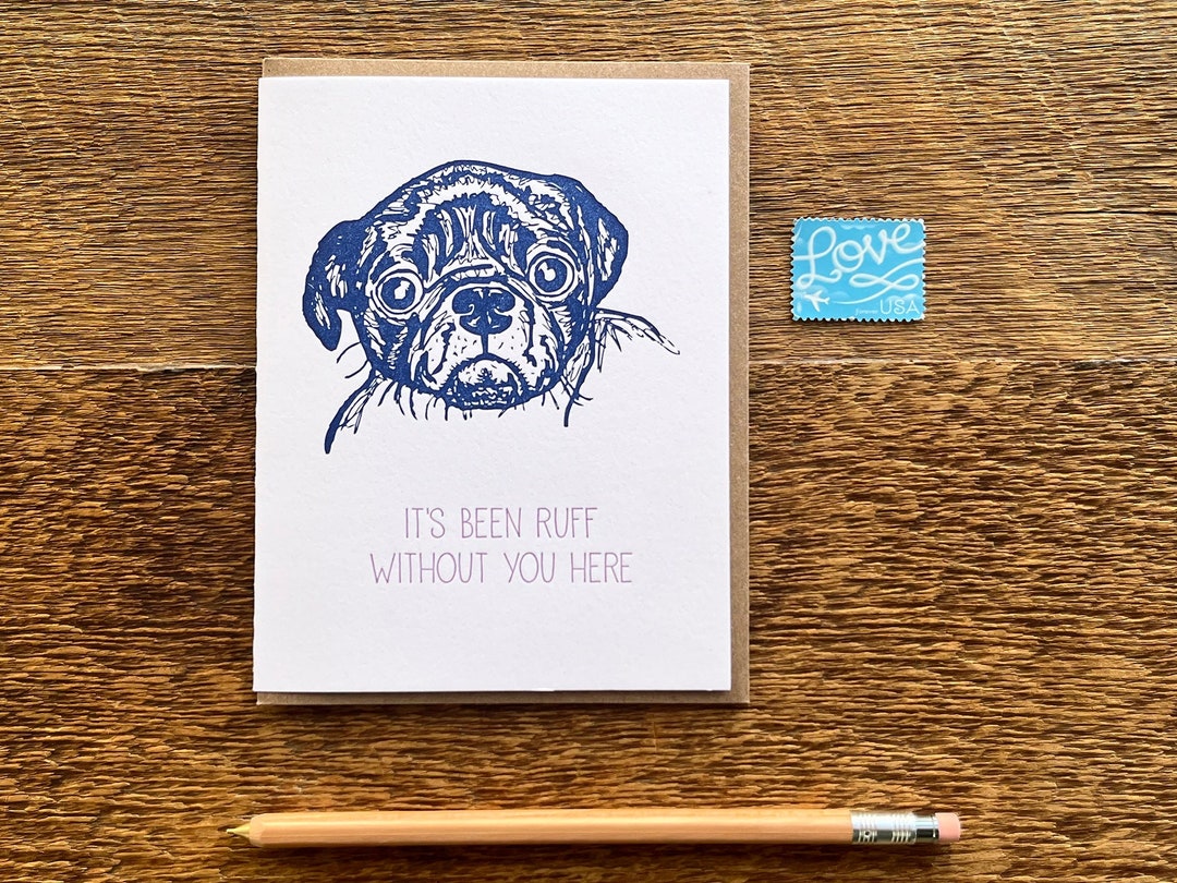 It's Been Ruff Without You, Miss You Card, Sorry Card, Letterpress Note ...