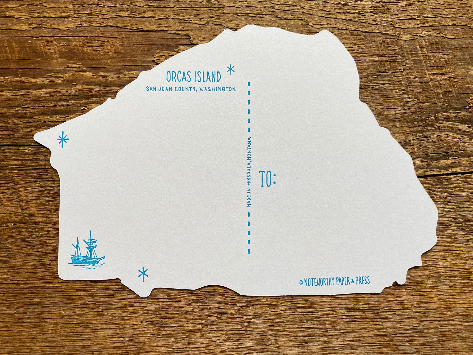 Die Cut Letterpress Postcard Greetings from Orcas Island Orcas Island ...