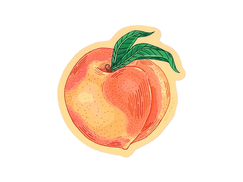 Peach Sticker Fruit Sticker Single Die Cut Vinyl Sticker - Etsy