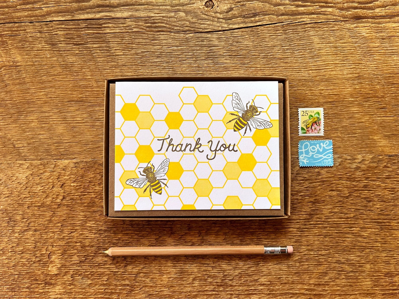Thank You Honey Bees, Thank You Cards, Boxed Set of 6 Letterpress Cards ...