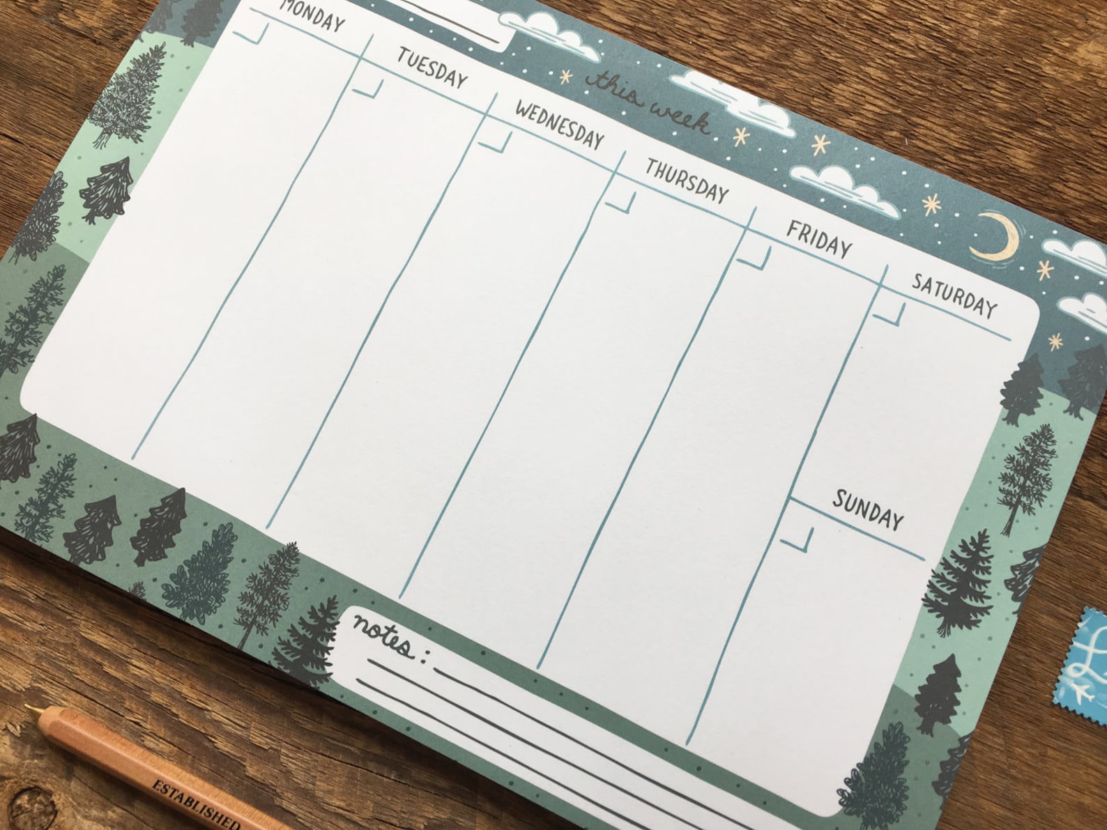 Tree Weekly Desk Planner Pine Tree to Do 6.75 X 9.75 Notepad | Etsy