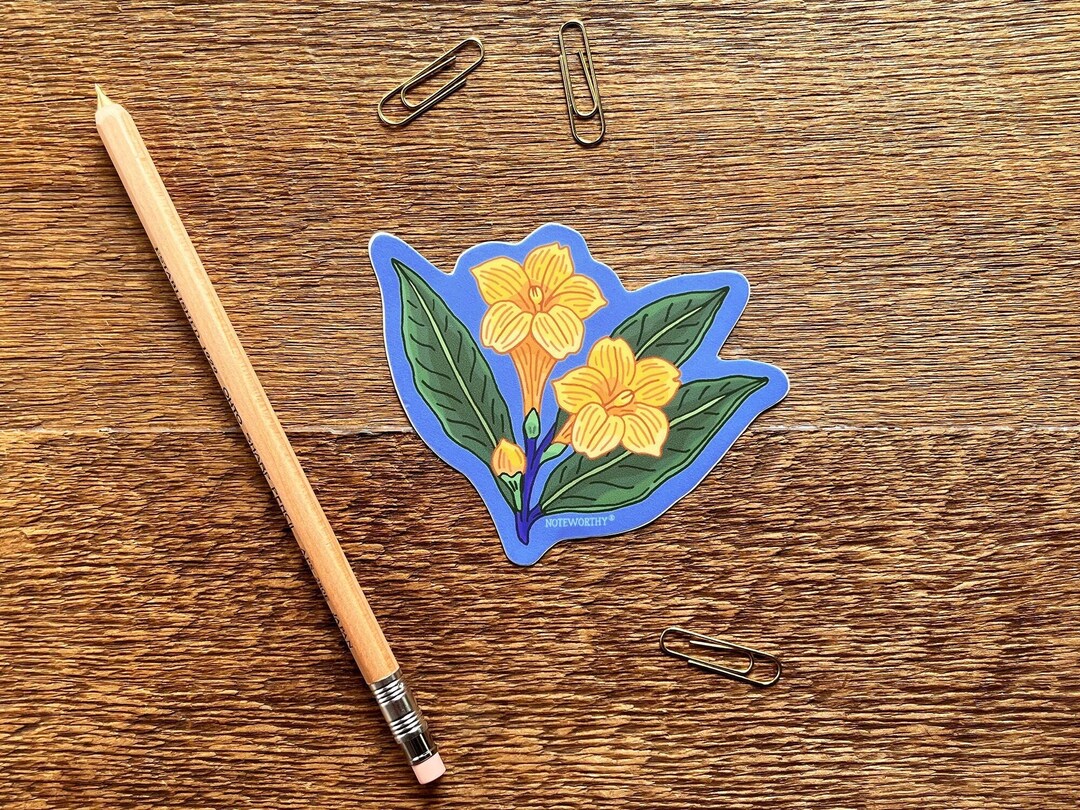 Yellow Jessamine Sticker, Flower Sticker, Single Die Cut Vinyl Sticker ...