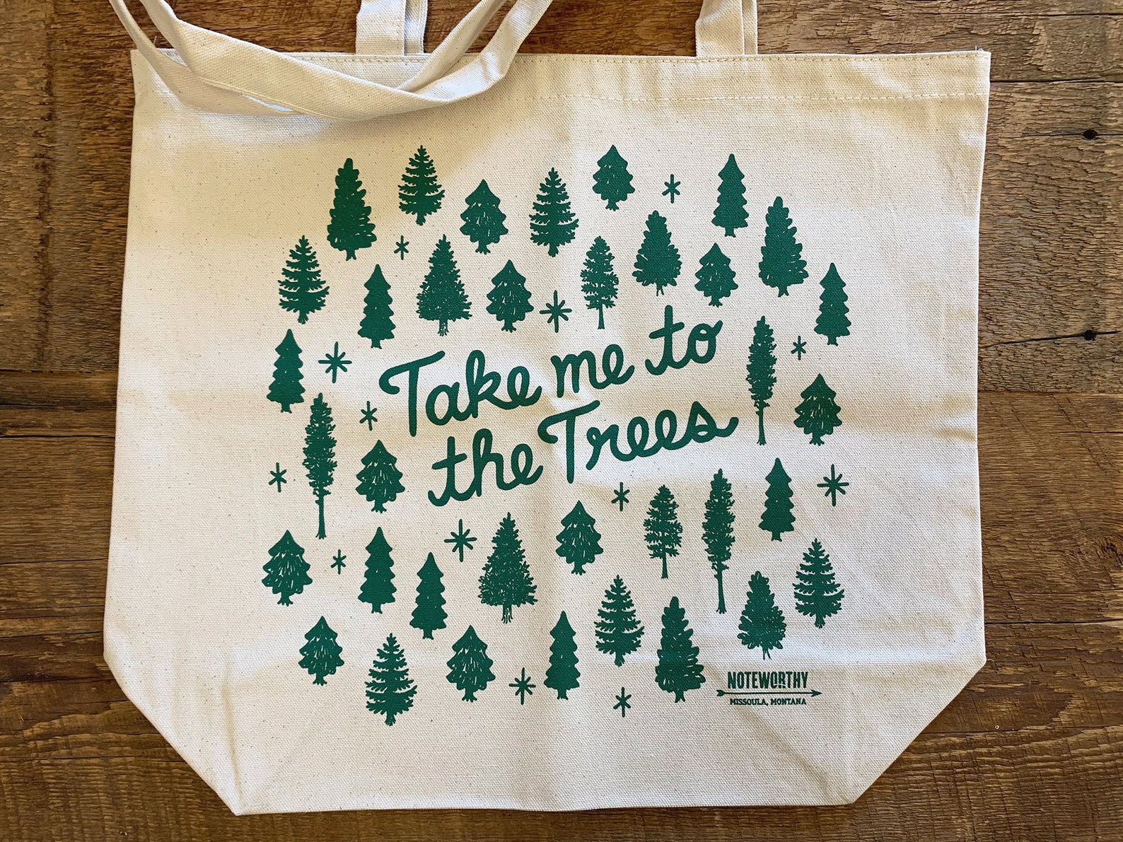 Canvas Tote Bag, Pine Tree Tote Bag, Screen Printed Tote Bag - Etsy