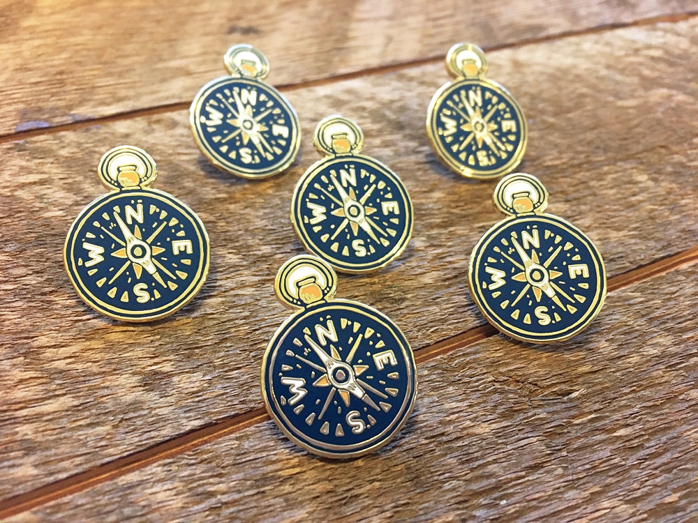 Compass Enamel Pin Explore Pin Single Hard Enamel Pin With | Etsy