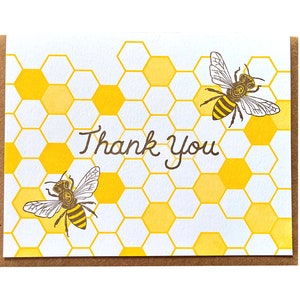 Thank You Honey Bees, Thank You Cards, Boxed Set of 6 Letterpress Cards ...