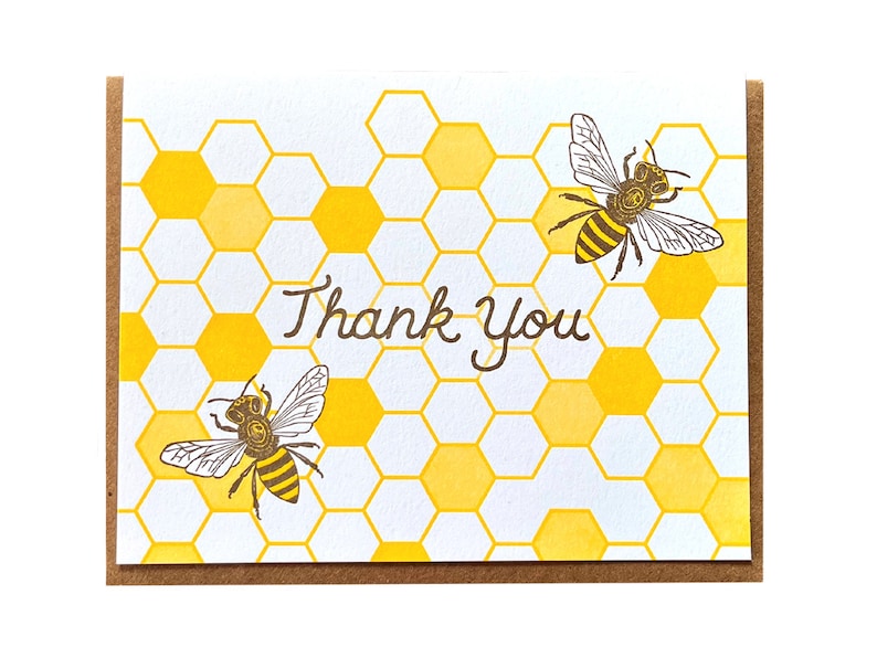 Thank You Honey Bees, Thank You Cards, Boxed Set of 6 Letterpress Cards ...