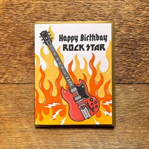 Happy Birthday Rock Star, Birthday Card - Folded Card, Blank Inside - Etsy
