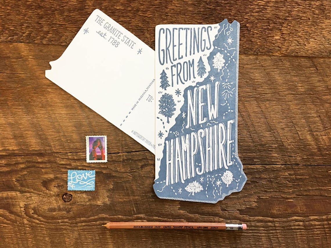 New Hampshire Postcard Greetings From New Hampshire the - Etsy