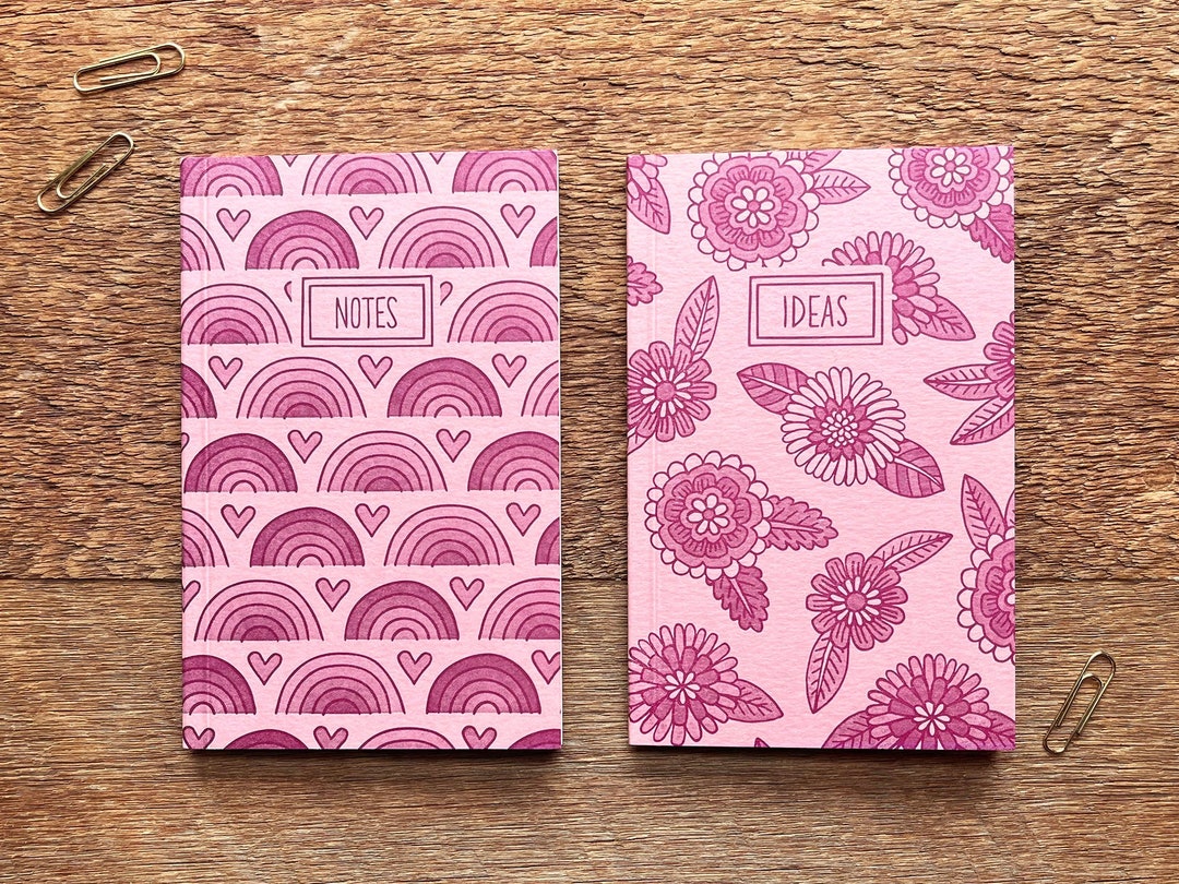Rainbows & Retro Flora Floral Pocket Notebook Sets Set of 2 - Etsy
