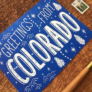 Colorado Postcard, Greetings From Colorado, Die Cut Letterpress State ...