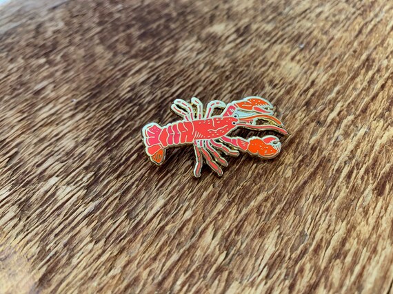 Lobster Enamel Pin Red and Gold Lobster Pin Single Hard | Etsy