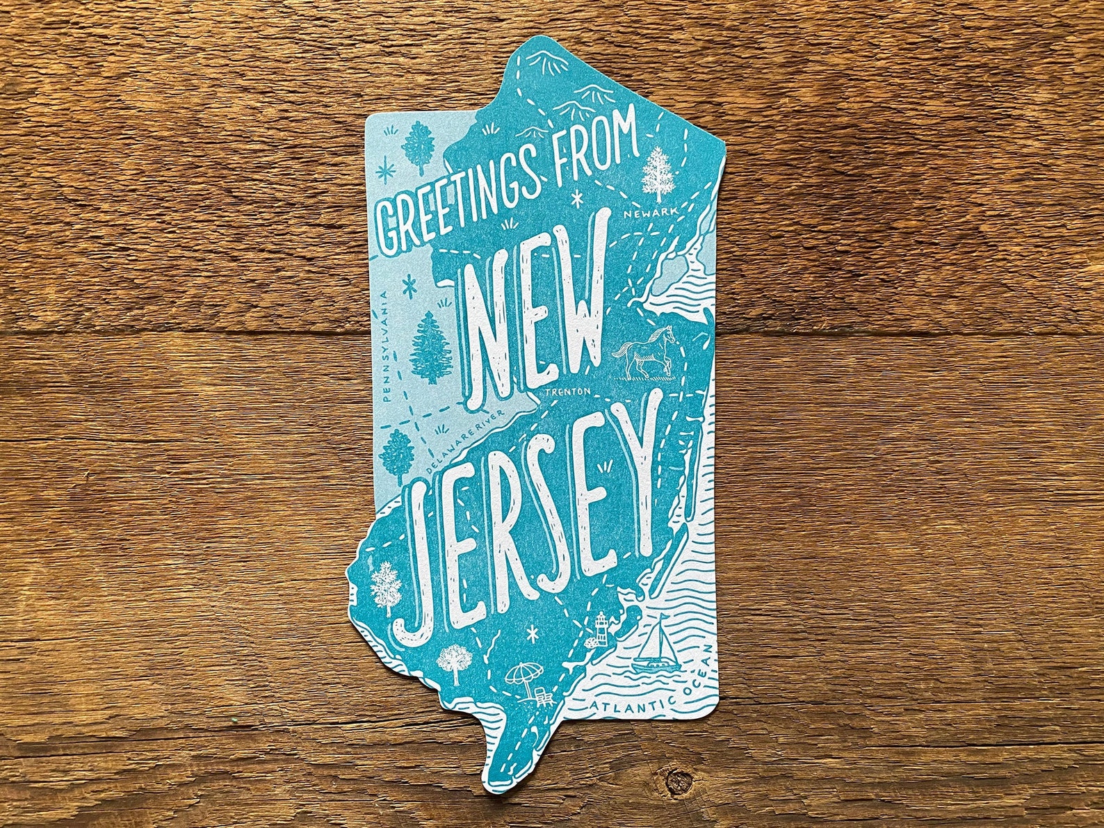 New Jersey Postcard Greetings From New Jersey Die Cut - Etsy