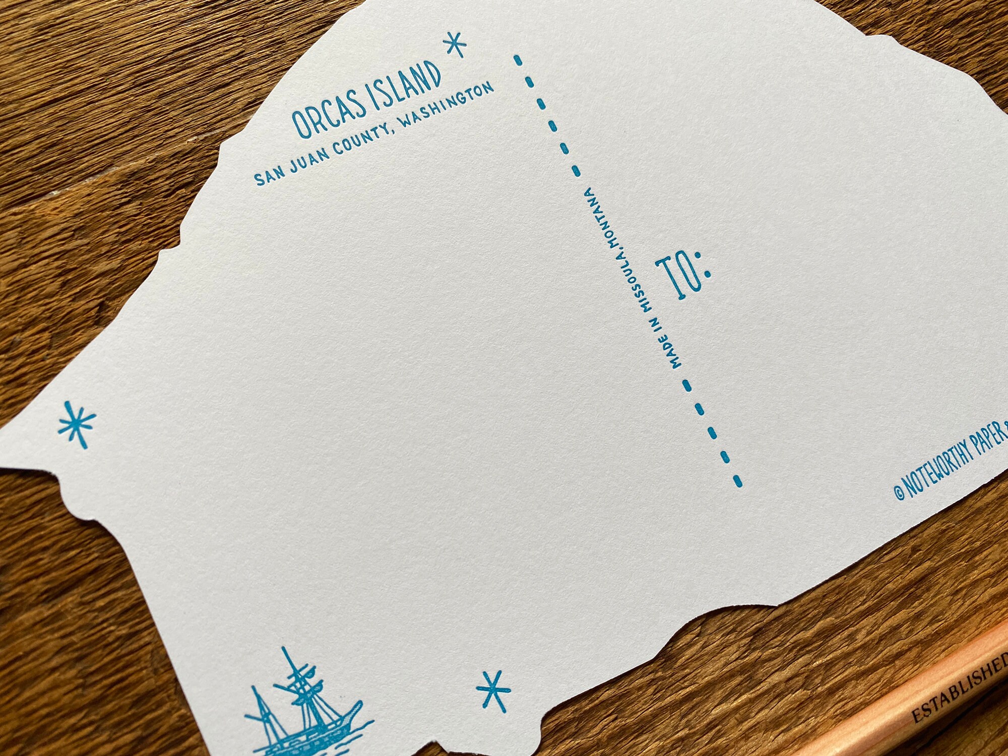 Die Cut Letterpress Postcard Greetings from Orcas Island Orcas Island ...