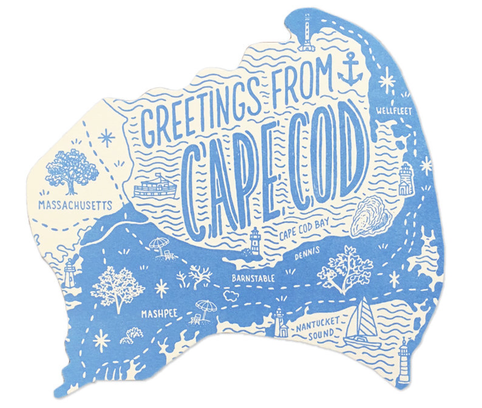 Cape Cod Postcard Greetings From Cape Cod Massachusetts Die - Etsy