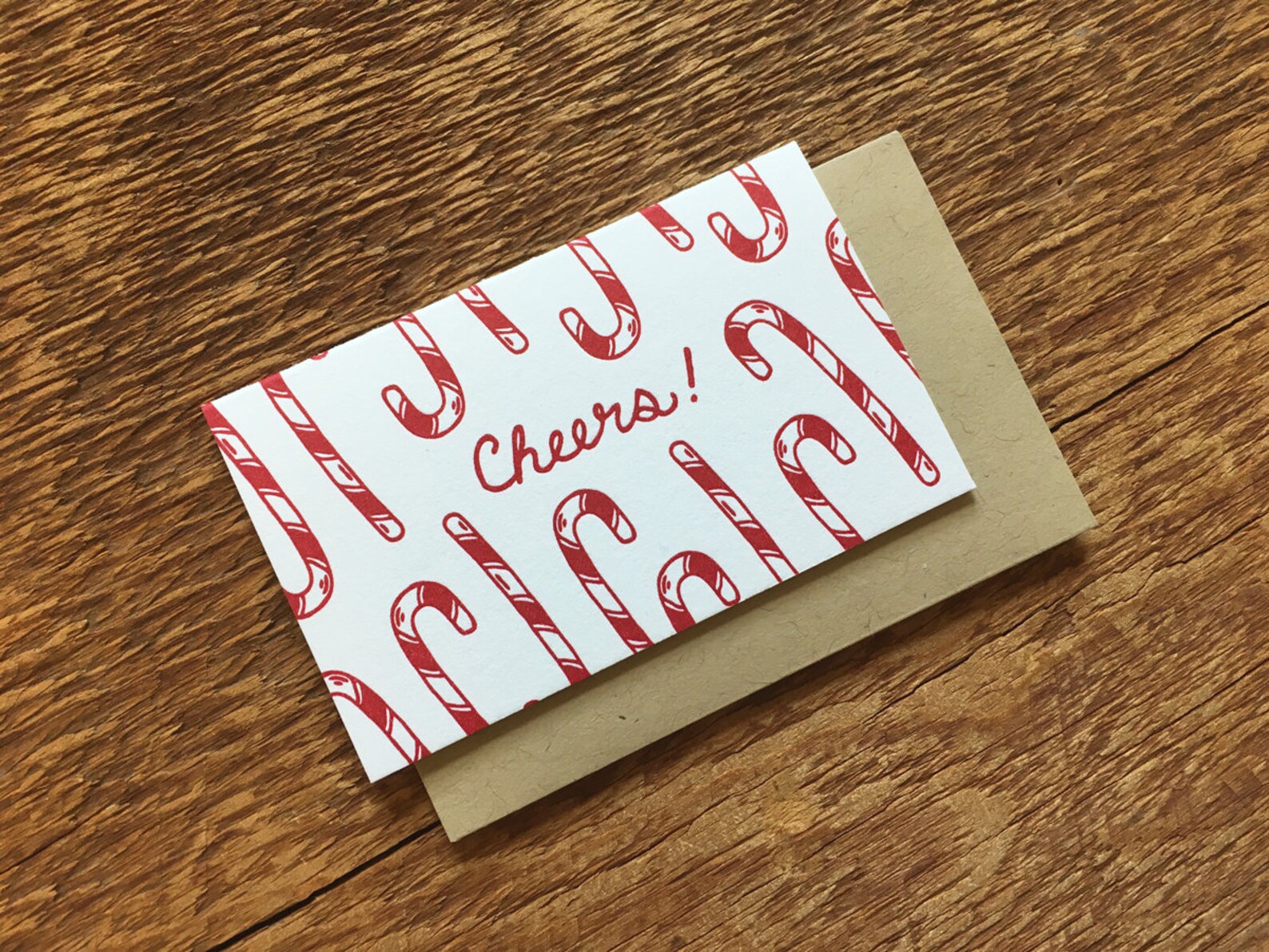 Cheers Candy Canes Enclosure Card Mini Card Letterpress - Etsy