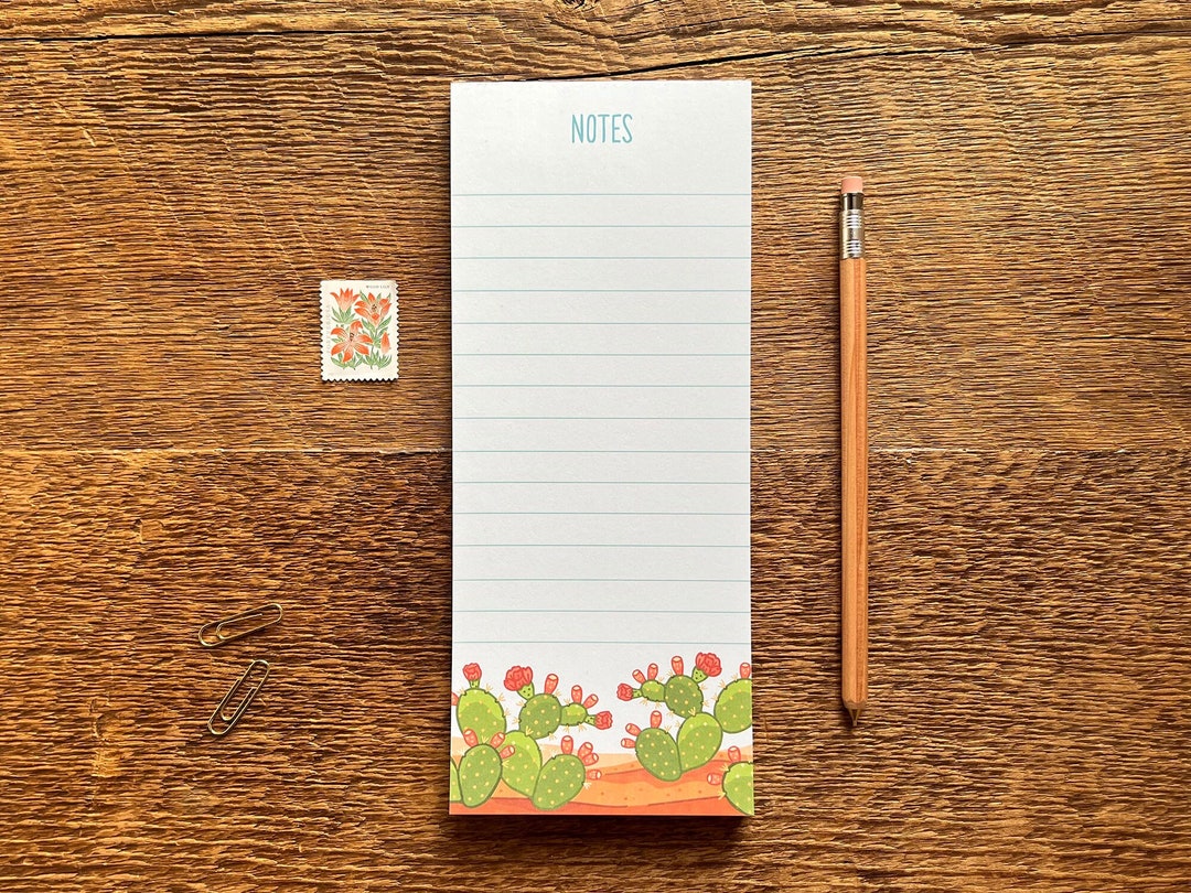 Prickly Pear Cactus Pad, Cactus Notepad, Single 3.5 X 8.5 List Pad With ...