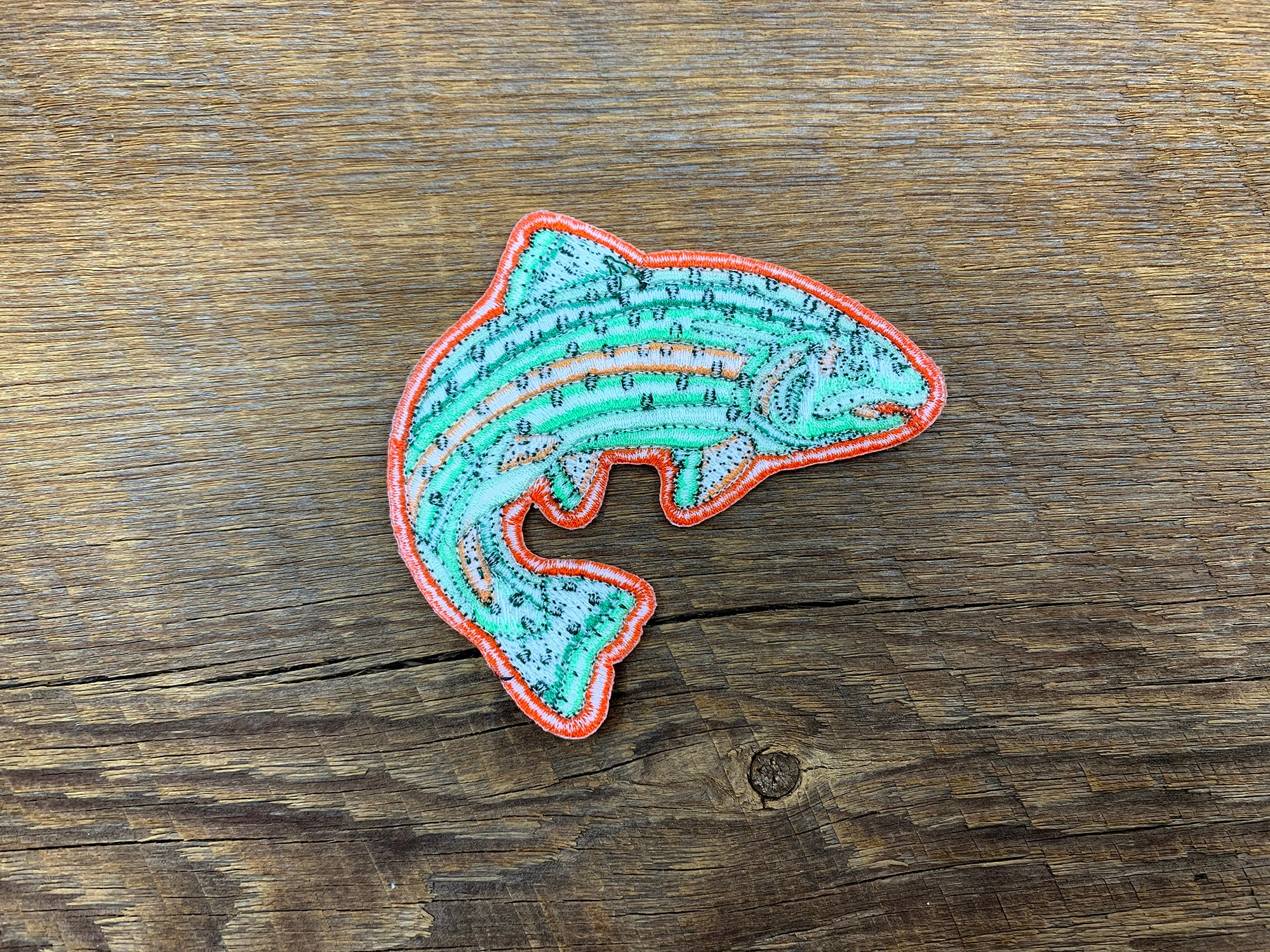 Trout Patch, Fishing Patch, Rainbow Trout Patch, Single Embroidered ...