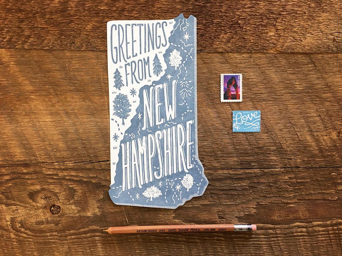 New Hampshire Postcard Greetings From New Hampshire the - Etsy