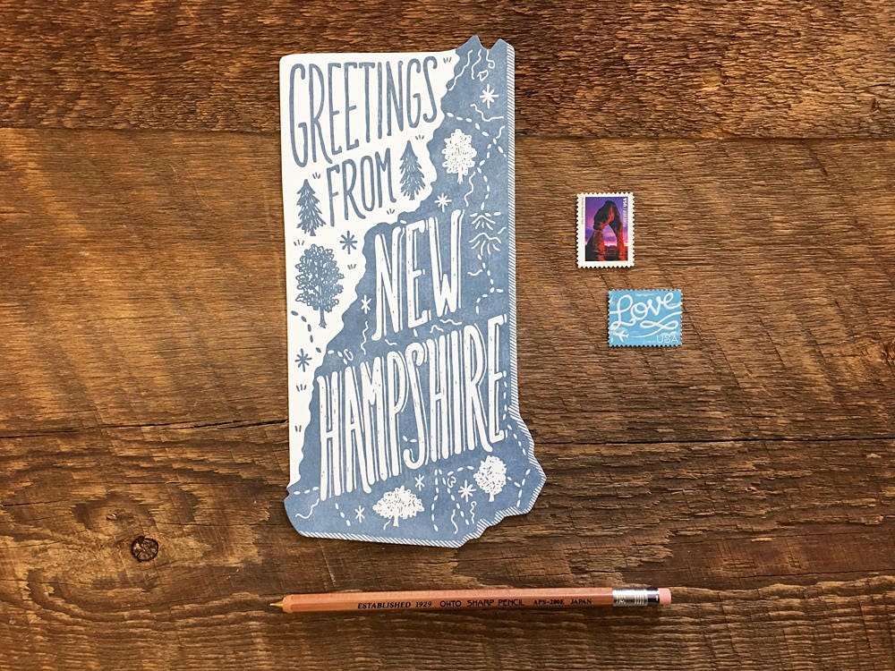 New Hampshire Postcard Greetings From New Hampshire the - Etsy