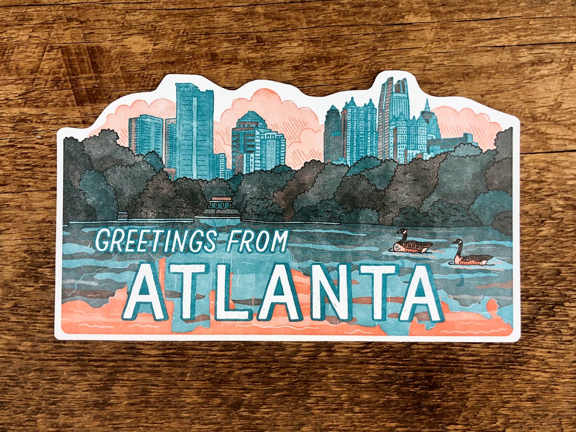 Atlanta Skyline Postcard, Greetings From Atlanta Georgia, Die Cut ...