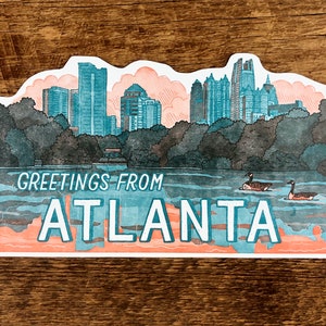 Atlanta Skyline Postcard, Greetings From Atlanta Georgia, Die Cut ...
