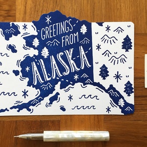 Alaska Postcard Greetings from Alaska Die Cut Letterpress | Etsy
