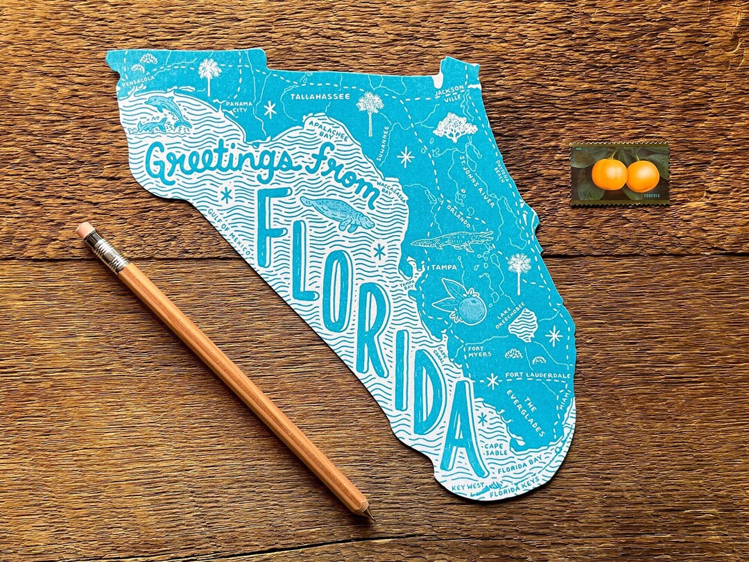 Florida Postcard, Greetings From Florida, the Sunshine State, Single ...
