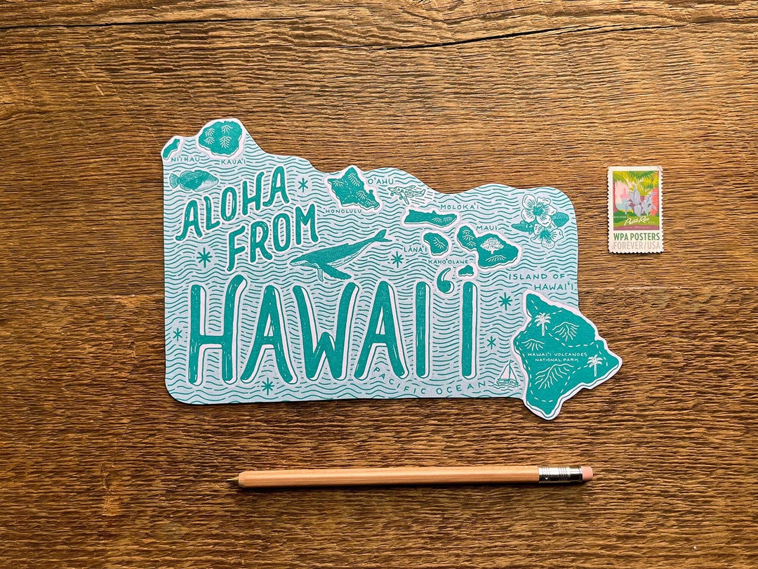Hawaii Postcard, Hawaiian Islands Postcard, Aloha From Hawaii, Die Cut ...