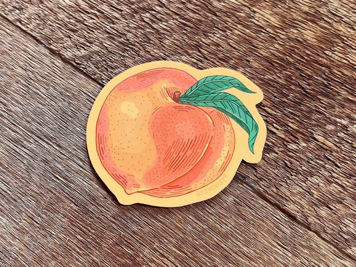 Peach Sticker Fruit Sticker Single Die Cut Vinyl Sticker - Etsy