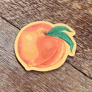 Peach Sticker, Fruit Sticker, Single Die Cut Vinyl Sticker - Etsy