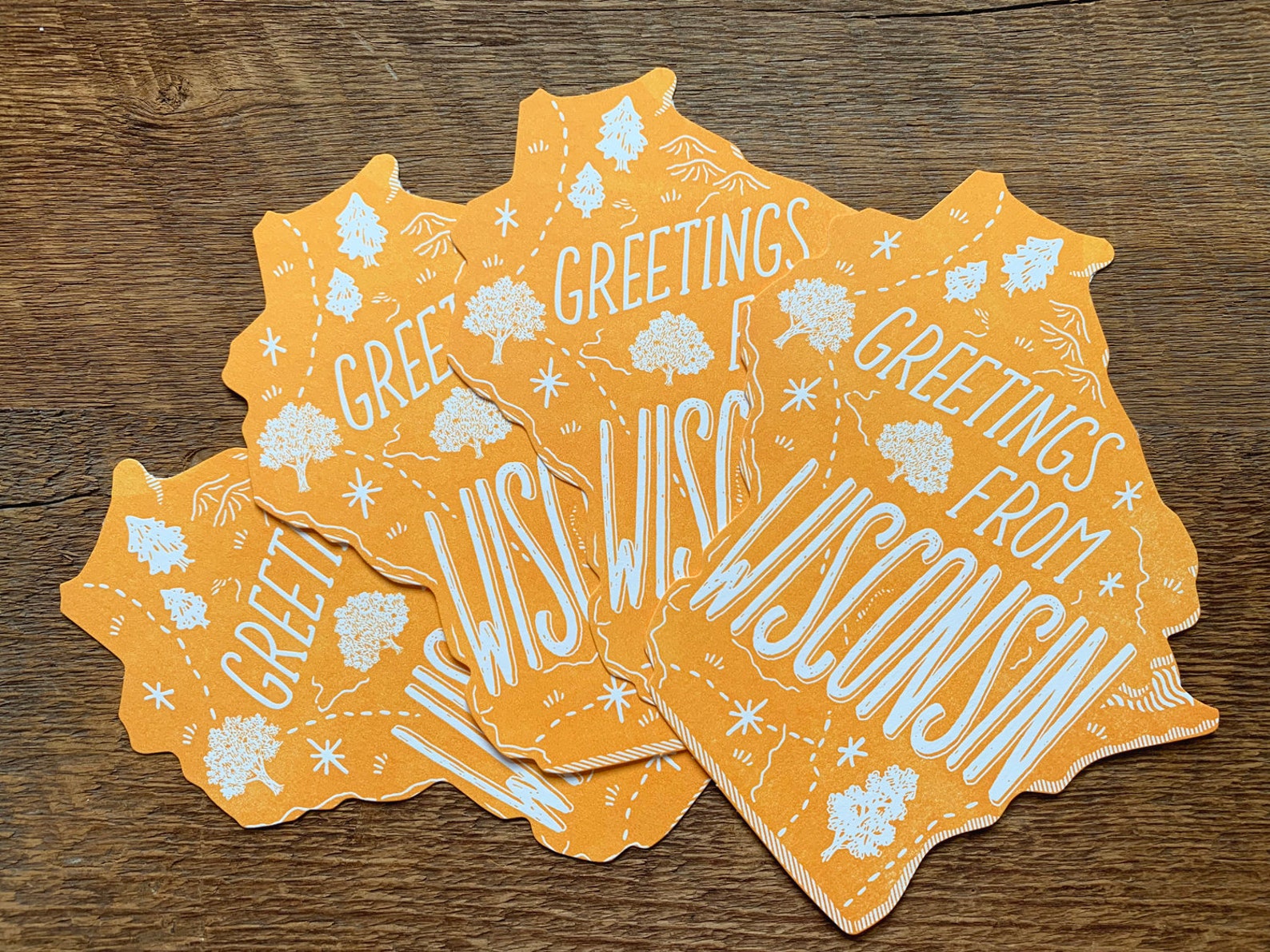 Wisconsin Postcard, Greetings From Wisconsin, Die Cut Letterpress State ...