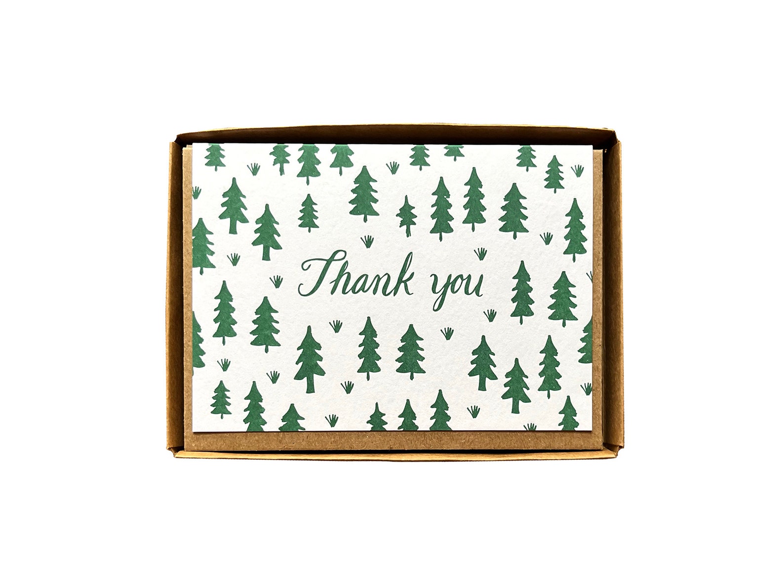 Pine Tree Pattern Thank You Cards, Thanks, Boxed Set of 6 Letterpress ...