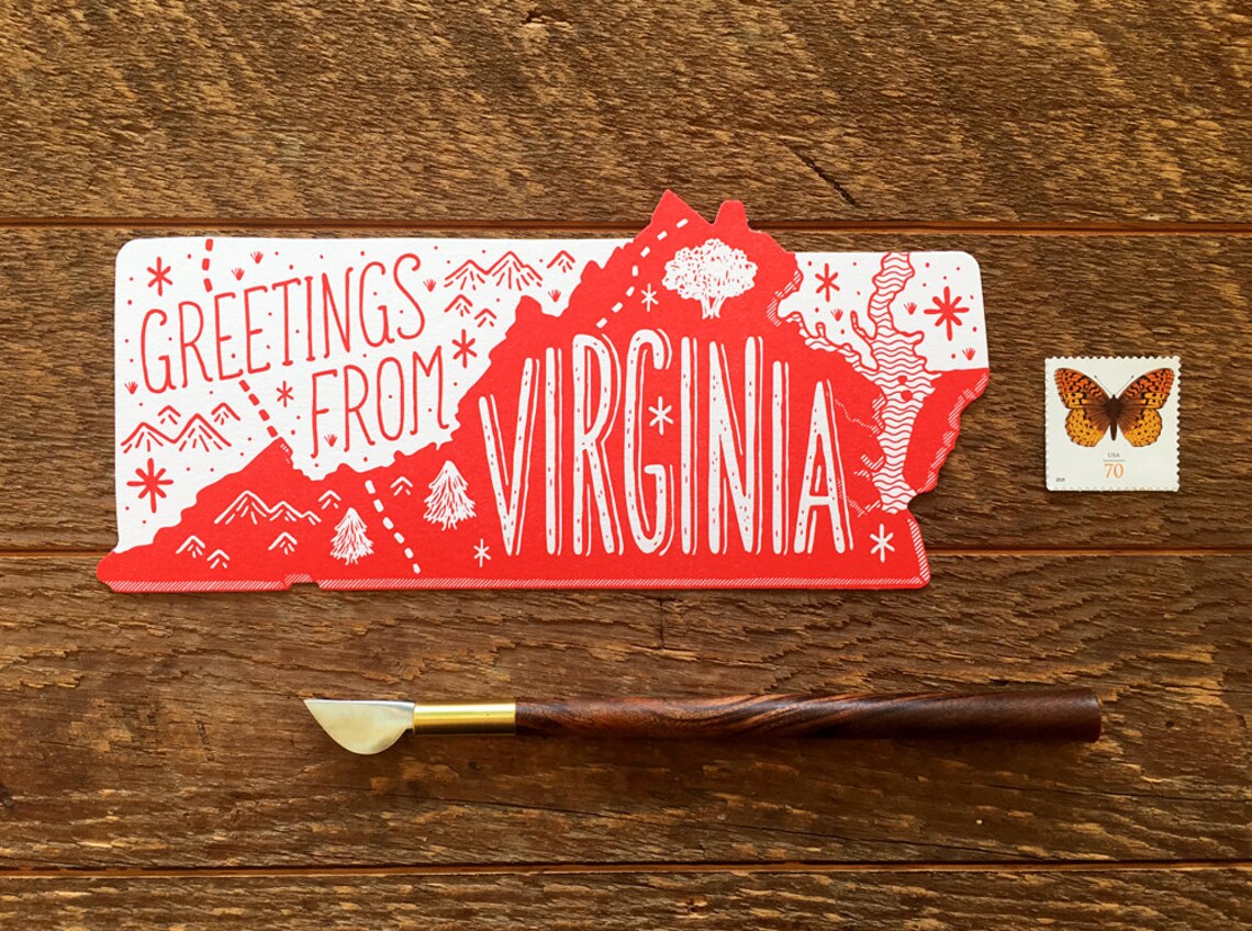 Virginia Postcard Greetings From Virginia Single Die Cut | Etsy