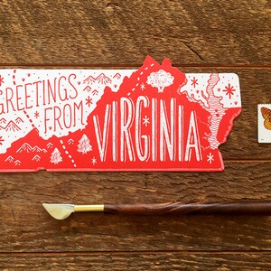 Virginia Postcard, Greetings From Virginia, Single Die Cut Letterpress ...
