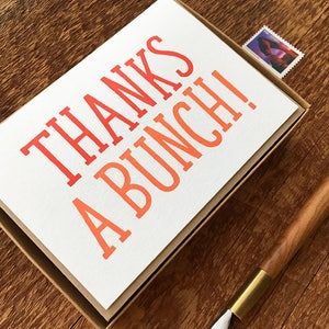 Thanks A Bunch, Thank You Cards, Boxed Set of 6 Letterpress Cards ...