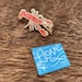 Lobster Enamel Pin, Red and Gold Lobster Pin, Single Hard Enamel Pin ...