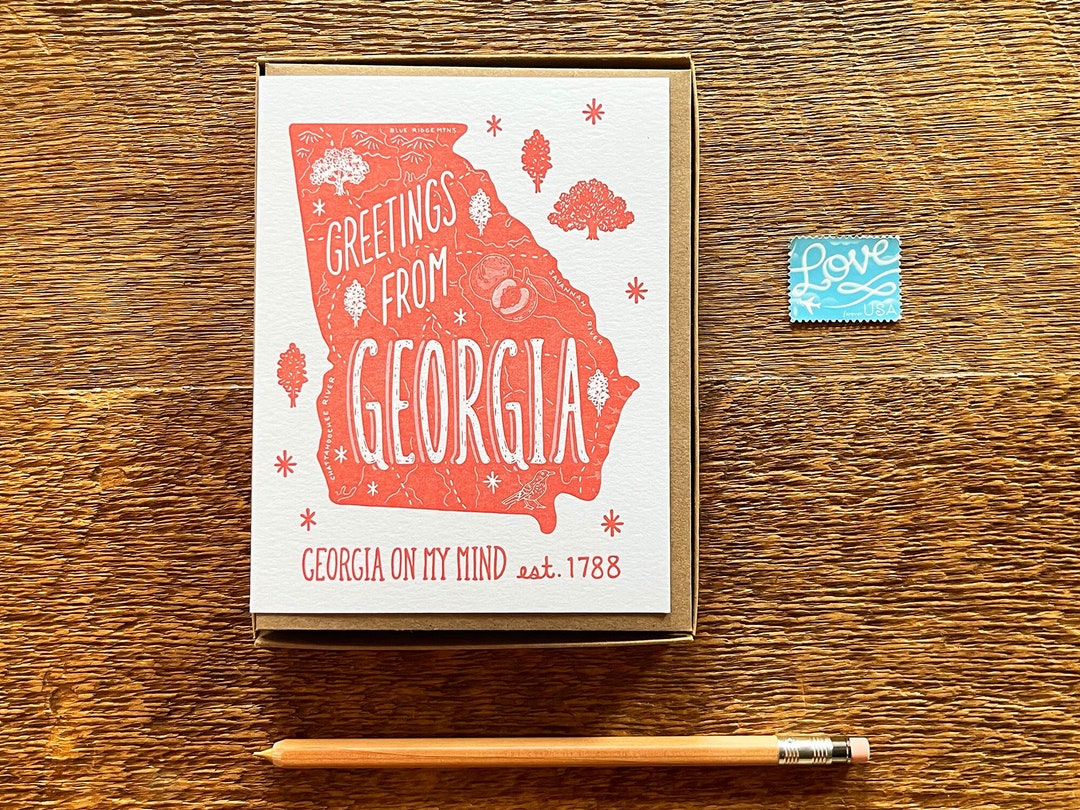 Georgia Greeting Card, Greetings From Georgia, Boxed Set of Letterpress ...