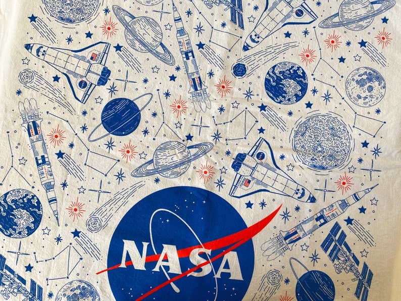 NASA Tea Towel, Rocket Ship Space Shuttle Pattern, Space Pattern ...