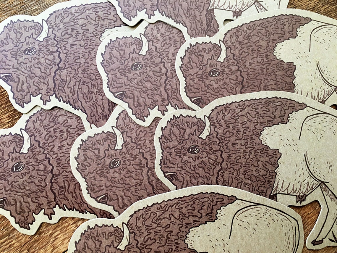 Buffalo Postcard American Bison Postcard Die Cut Letterpress | Etsy