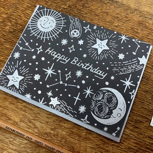 Celestial Birthday Card, Space Birthday Card, Foil Printed Greeting ...