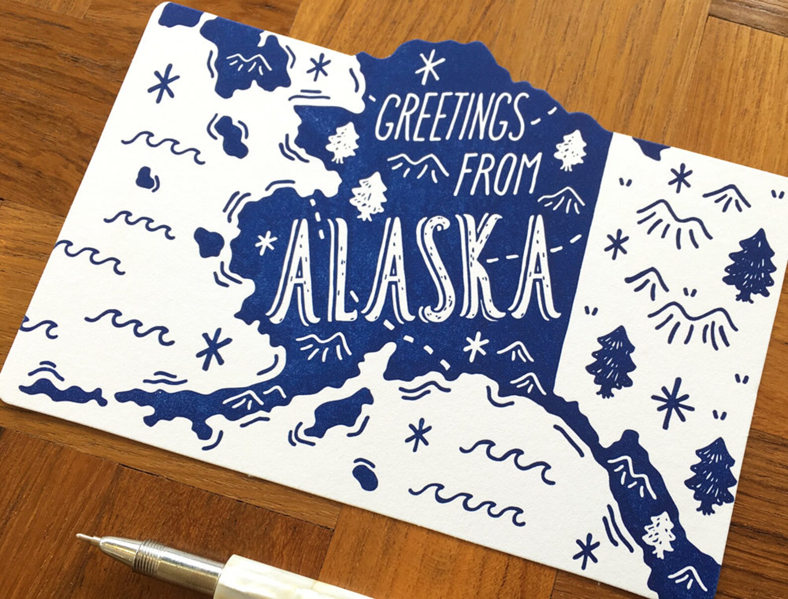 Alaska Postcard Greetings from Alaska Die Cut Letterpress | Etsy