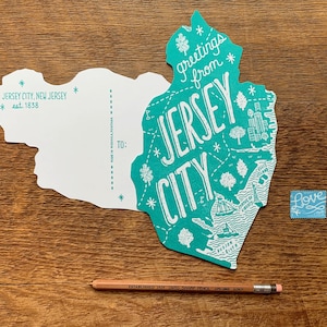 Jersey City Postcard, Greetings From Jersey City, New Jersey, Die Cut ...