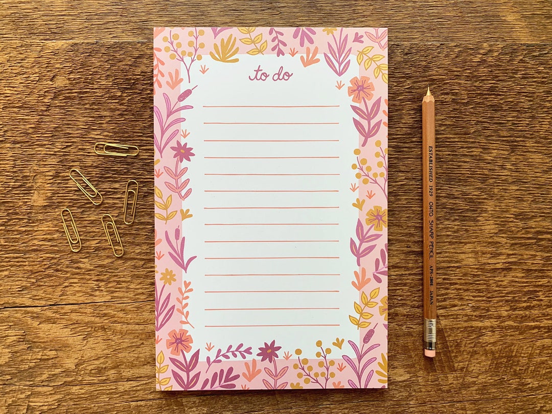 Flora Notepad, Flower Pattern Notepad, 5.5 X 8.5 to Do List Pad - Etsy