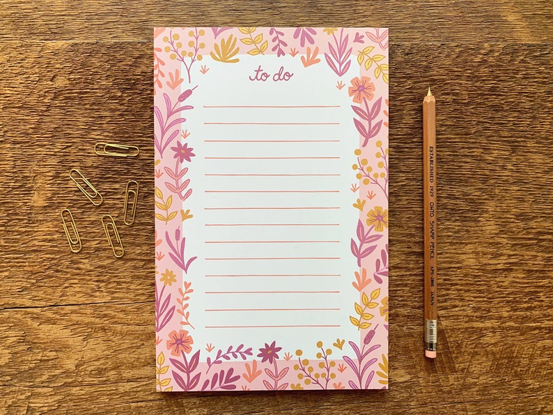 Flora Notepad Flower Pattern Notepad 5.5 X 8.5 to Do List - Etsy