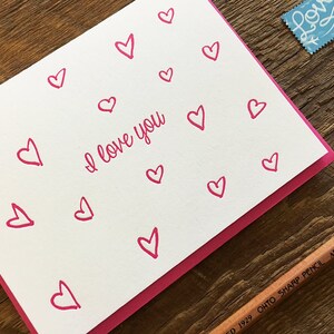 I Love You, Hearts, Valentine's Day Card, Love Card, Letterpress ...
