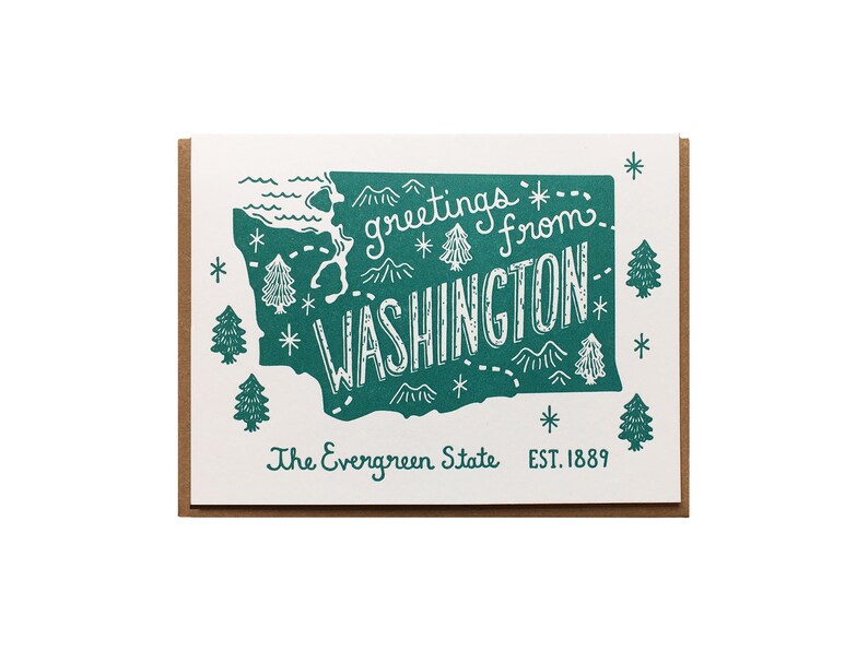 Washington Greeting Card Greetings From Washington - Etsy
